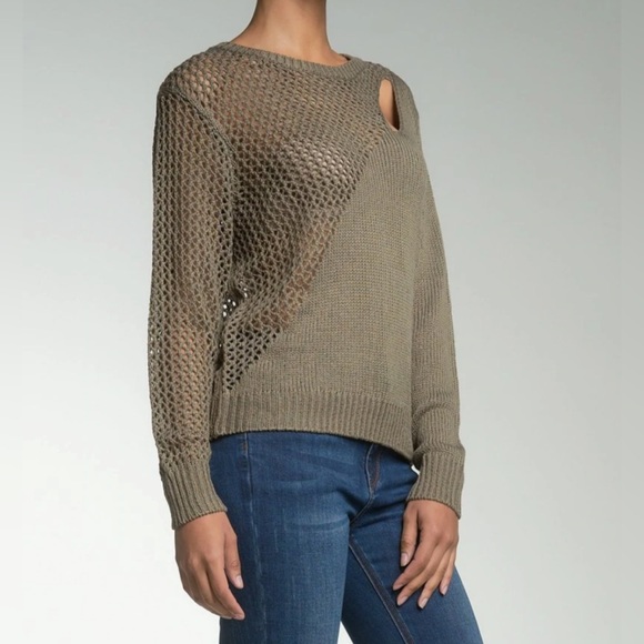 Elan | Sweaters | Elan Sage Green Shoulder Slit Cutout Knit Sweater Nwt ...